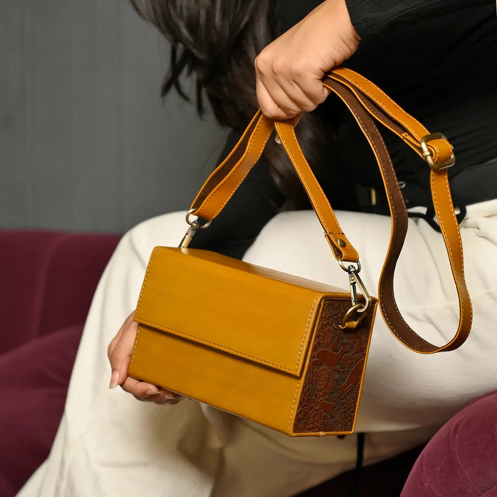 Classic Meets Craft – Handcrafted Teak Wood & Leather Bag – thecraftrooot